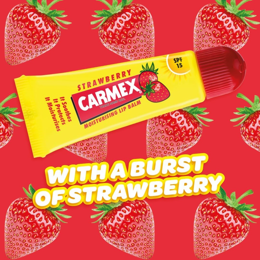 Carmex/ Strawberry Moisturizing Lip Balm 10g: كارمكس مرطب الشفاه بالفراولة | MS Choice
